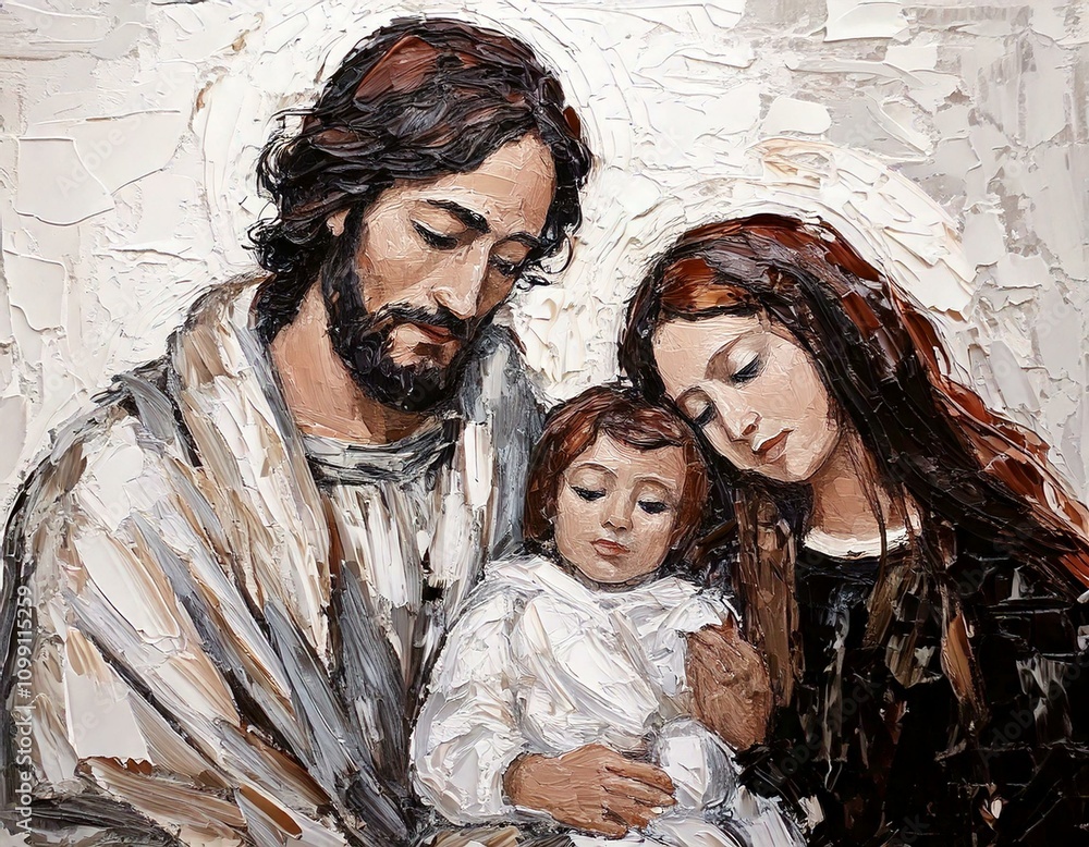 Baby Jesus Mary and Joseph, a sacred family of Nazareth. Stock ...