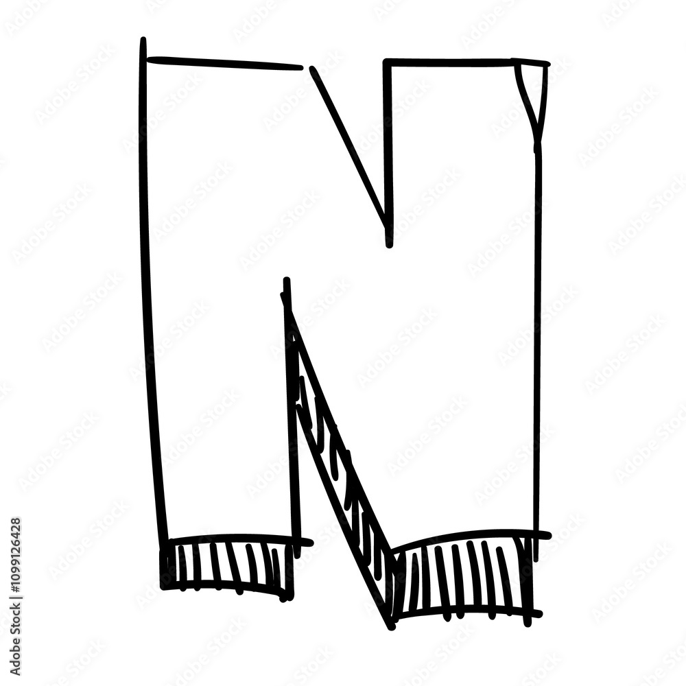 png transparent background hand drawn letter N Stock Illustration ...
