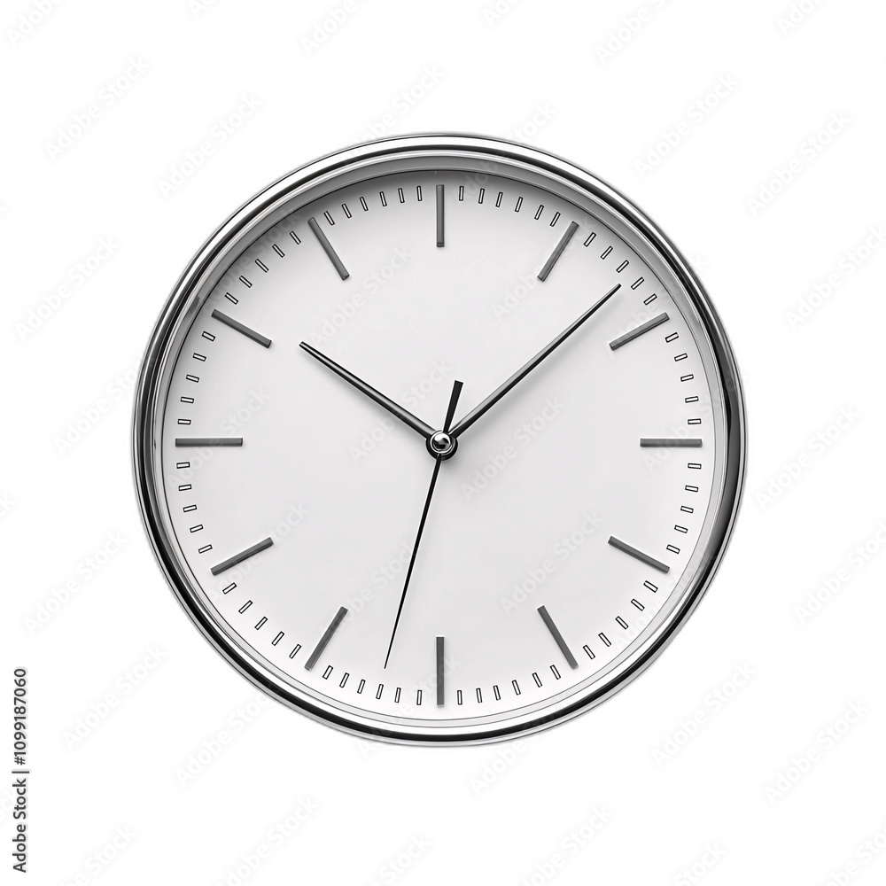 Modern White Clock on Black Background. Illustration on transparent ...