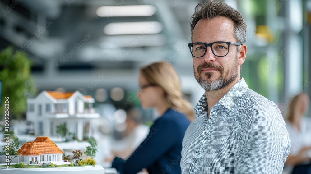 Architectural innovation showcase modern office displaying 3d printed ...