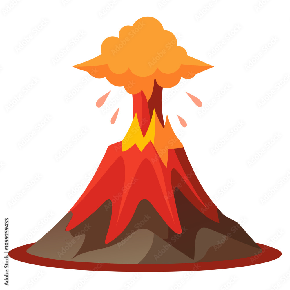volcano eruption with lava clipart Cartoon Illustration drawing Stock ...