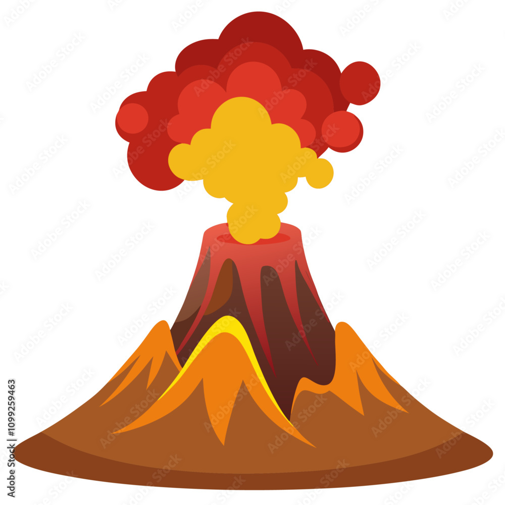 volcano eruption with lava clipart Cartoon Illustration drawing Stock ...