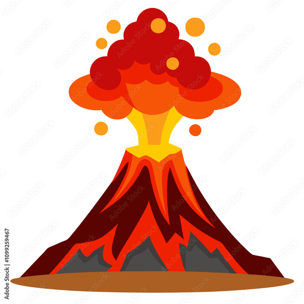 volcano eruption with lava clipart Cartoon Illustration drawing Stock ...