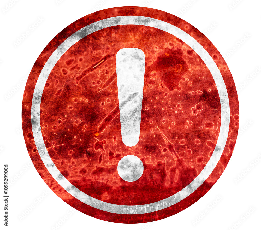 Hazard warning symbol rustic texture with exclamation mark on ...