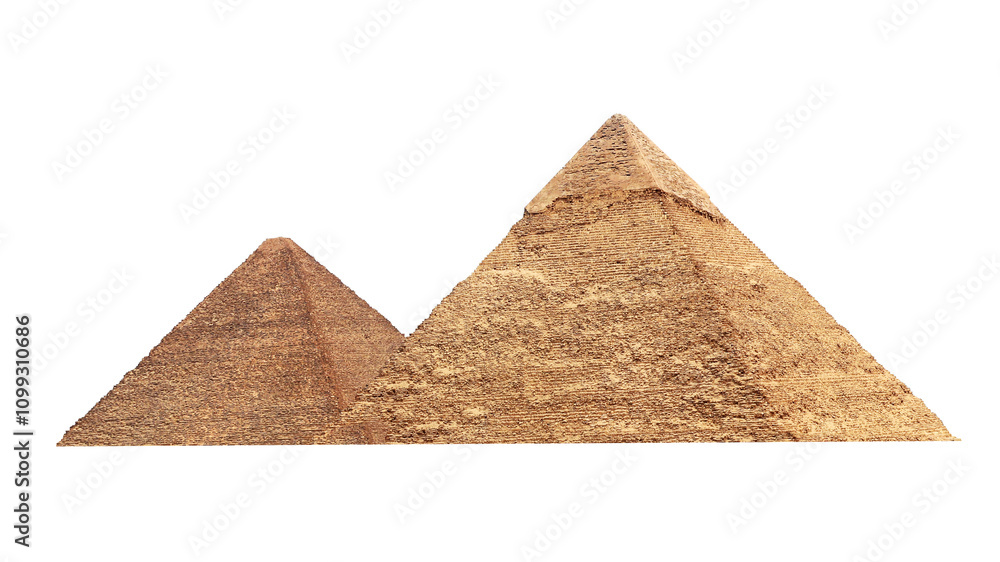 Famous Great Pyramids of Chephren and Cheops, Cairo, Egypt. Two of the ...
