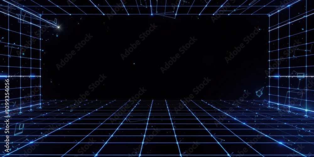 Sci-fi grid wireframe net in outer space, retro 4K animation, sci-fi ...