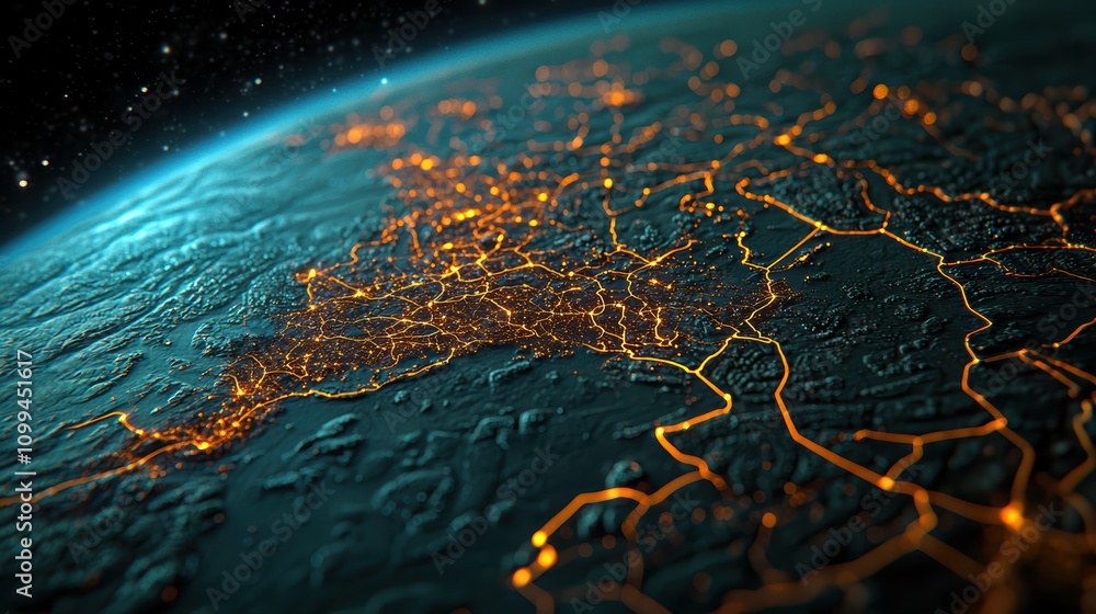 Aerial Overview of Varied Landforms with Connectivity Nodes for Urban ...