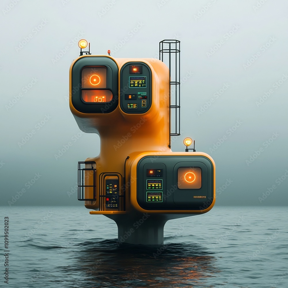 Conceptual offshore carbon capture installation featuring abstract ...