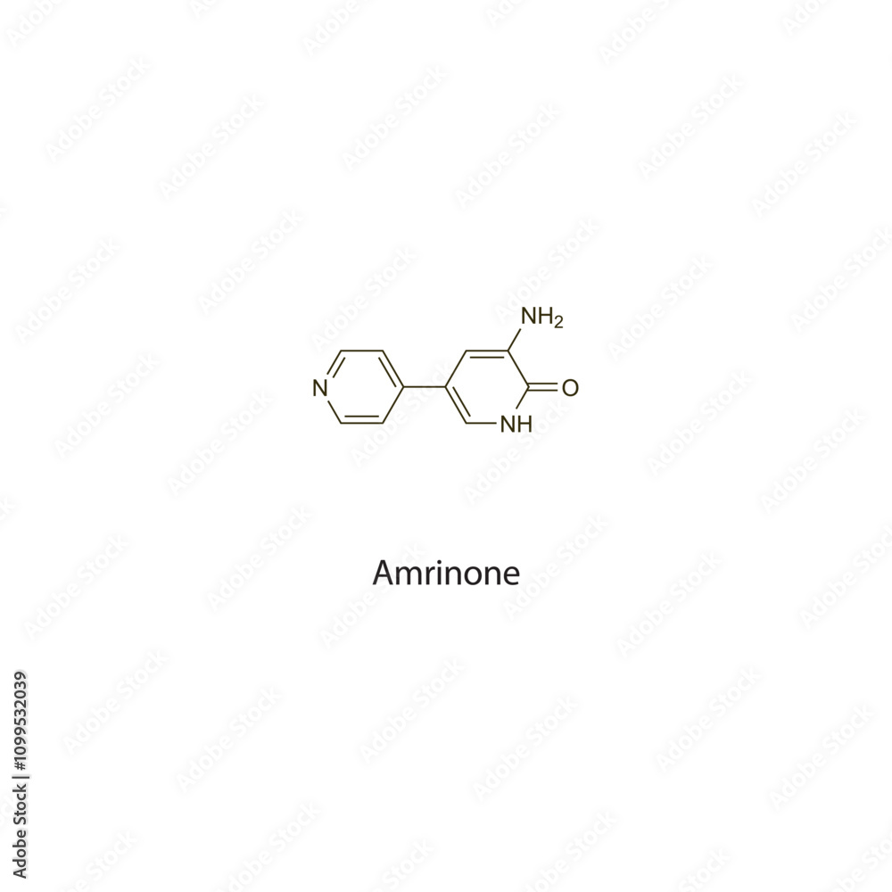 Amrinone flat skeletal molecular structure phosphodiesterase inhibitor ...