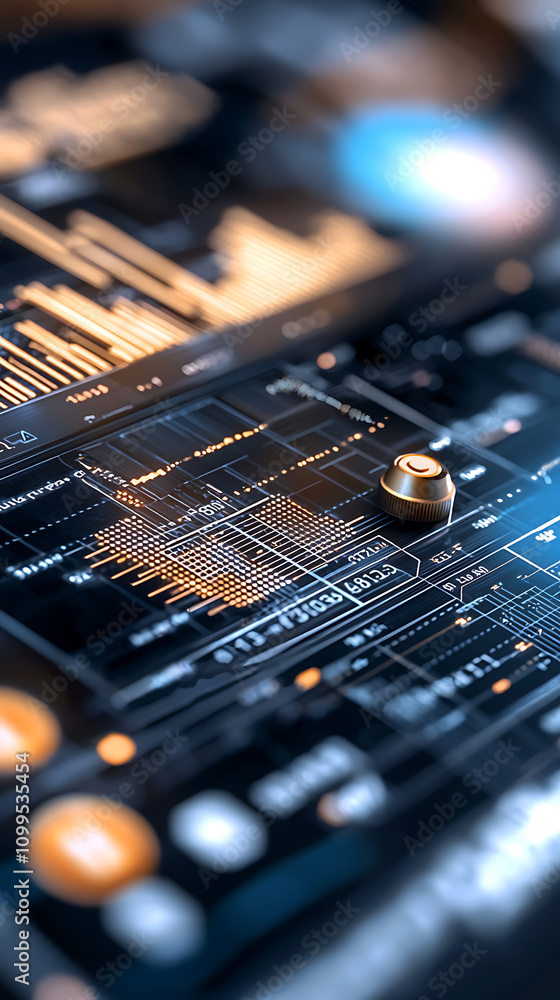 Digital compliance dashboard with holographic visuals and data ...