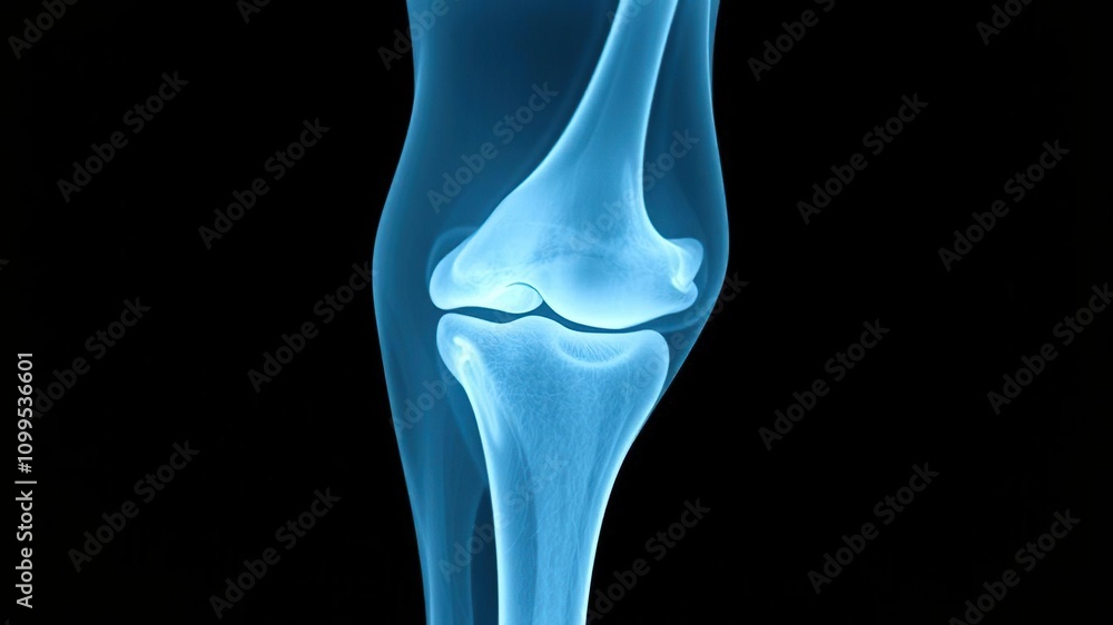X-ray image of a horse's knee joint with a displaced fracture of the ...