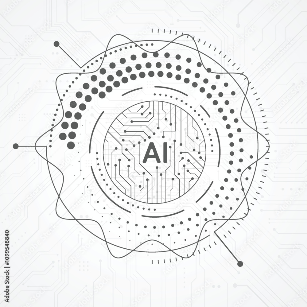 Artificial intelligence circuit line style. Machine learning design ...