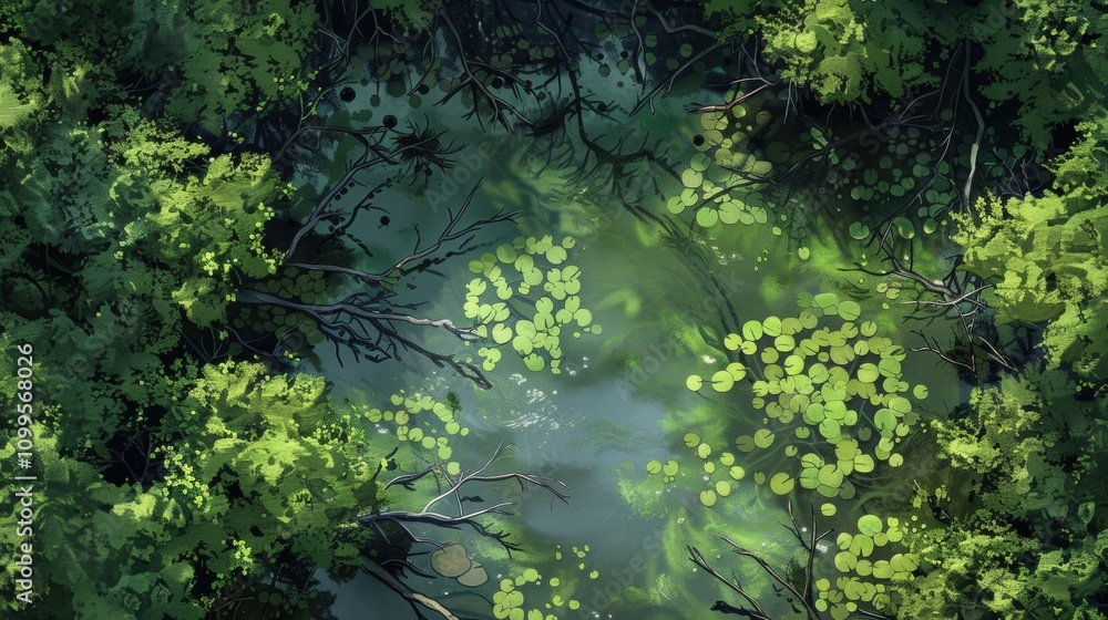 DnD Battlemap battlemap in toxic bog - Surrounded by greenery ...