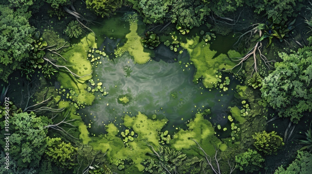 DnD Battlemap battlemap in toxic bog - Surrounded by greenery ...