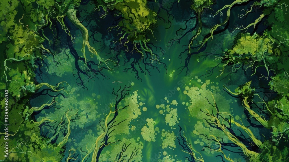 DnD Battlemap battlemap in toxic bog - Surrounded by greenery ...