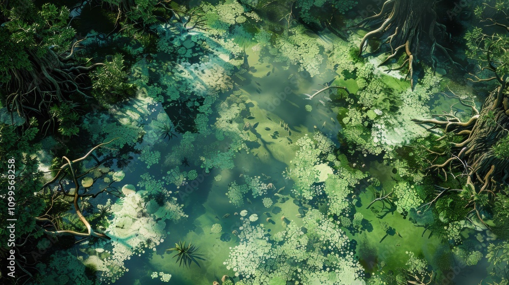 DnD Battlemap battlemap in toxic bog - Surrounded by greenery ...