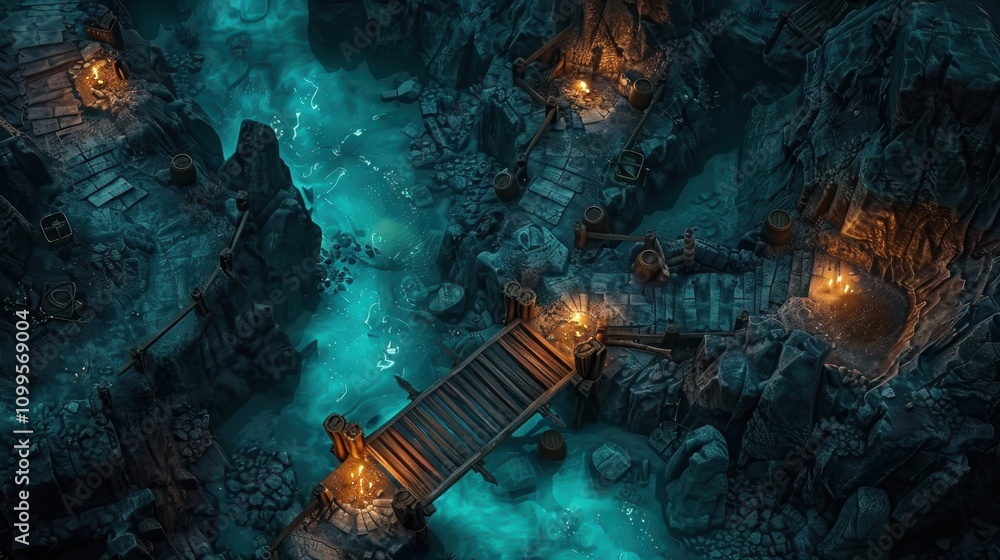 DnD Battlemap underground, river, battlemap, mysterious, dark, terrain ...