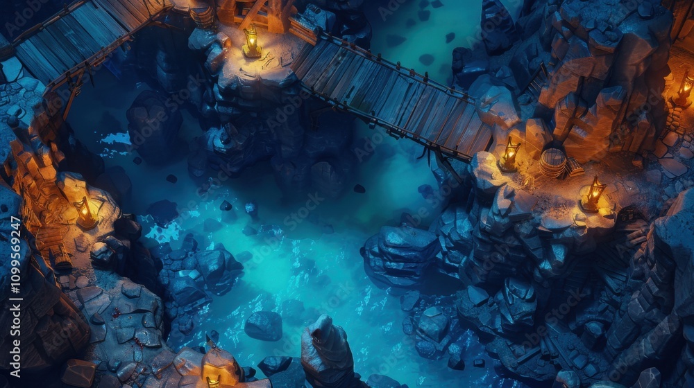 DnD Battlemap underground, river, battlemap, mysterious, dark, terrain ...