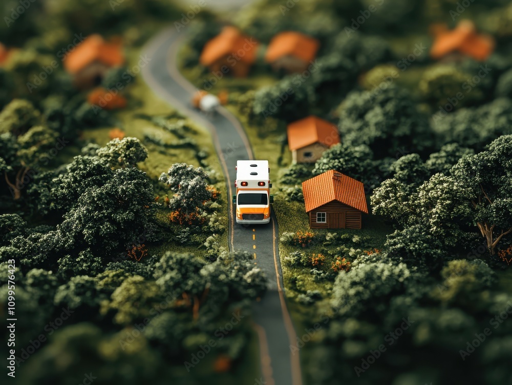 Ai-operated ambulances navigating narrow rural roads emergency response ...