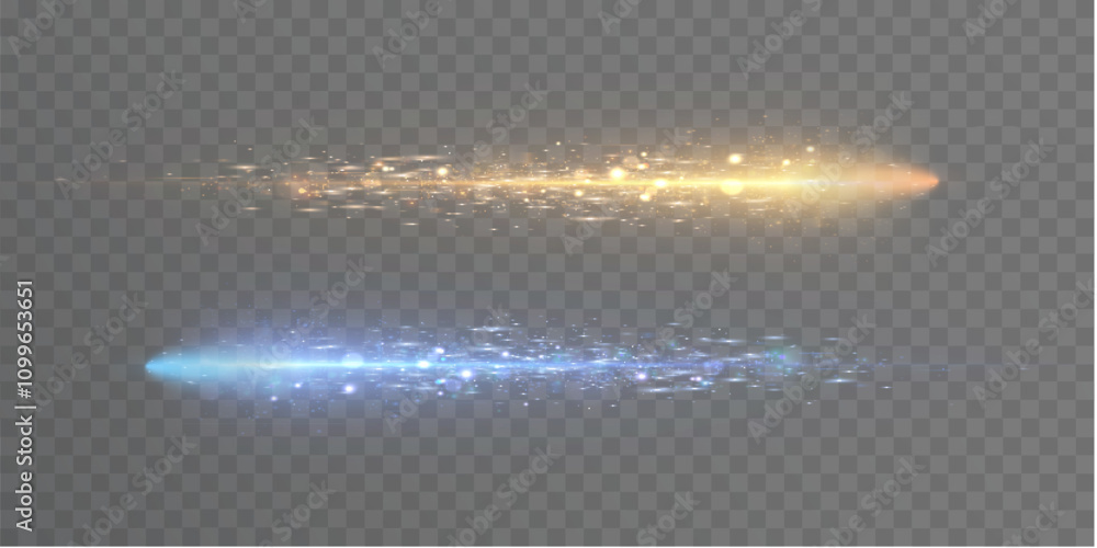 Magical comet light effect with bright shimmer for web design and ...