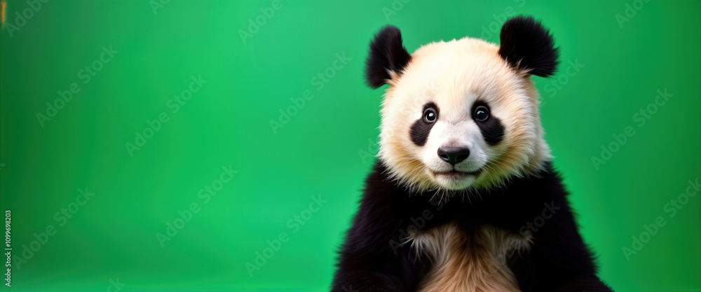 Adorable panda with curious expression. Panda looks puzzled against ...