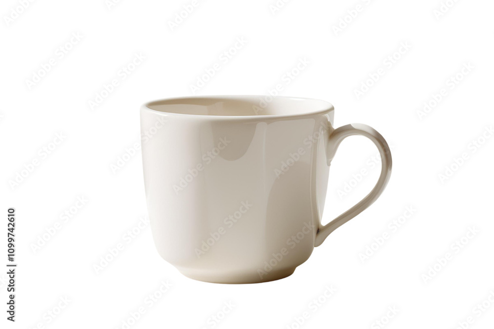 "Classic White Coffee Mug with a Simple Design on a Transparent ...