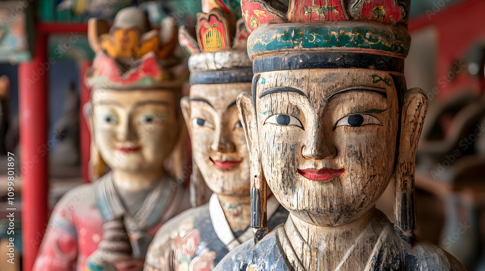 Korean jangseung totems - Iconic wooden guardian statues showcasing ...