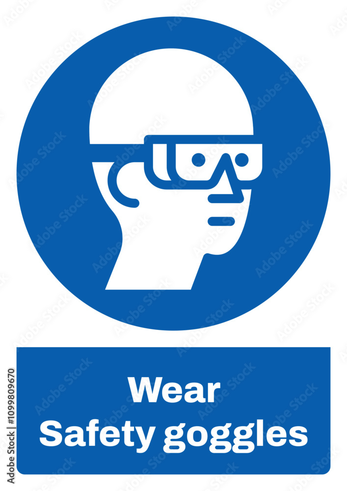 ISO mandatory safety signs sentence case text_wear safety goggles ...