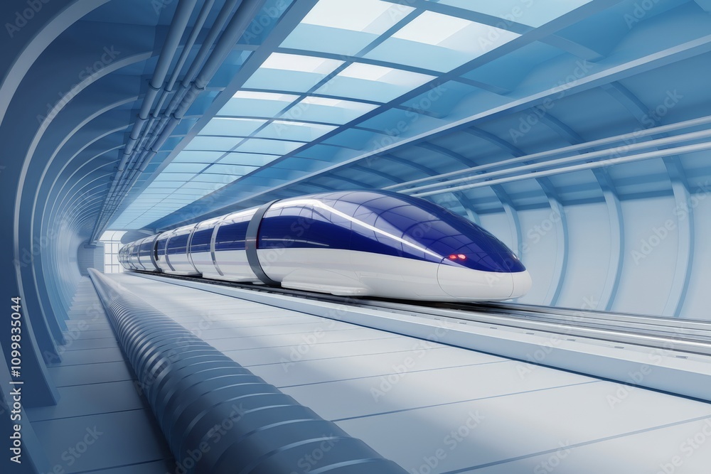 Super fast bullet train in the tunnel, concept of futurism and ...