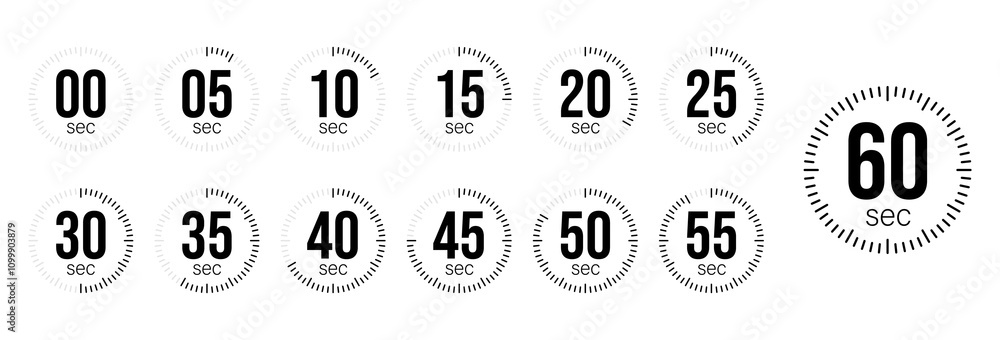 Second Timer, clock, stopwatch, Countdown timer, cooking time icon set ...