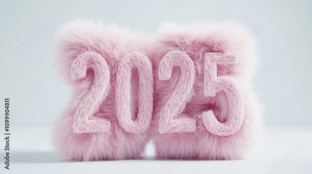 Furry 2025 numbers in soft pink color, perfect for celebrating New Year ...