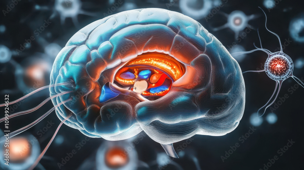 Detailed Thalamus Brain Anatomy Highlighting Diencephalon Neural ...