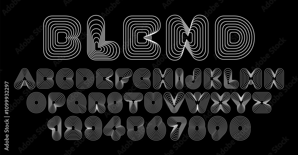 Creative outline font design featuring unique blended lines forming ...
