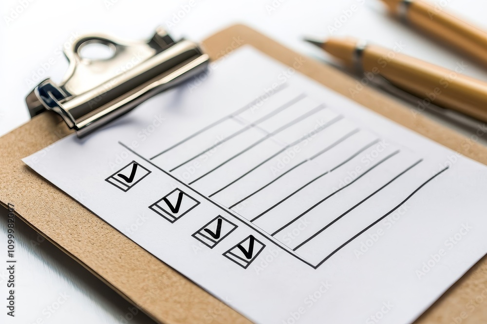 goal setting discipline concept. Checklist with checkboxes on a ...