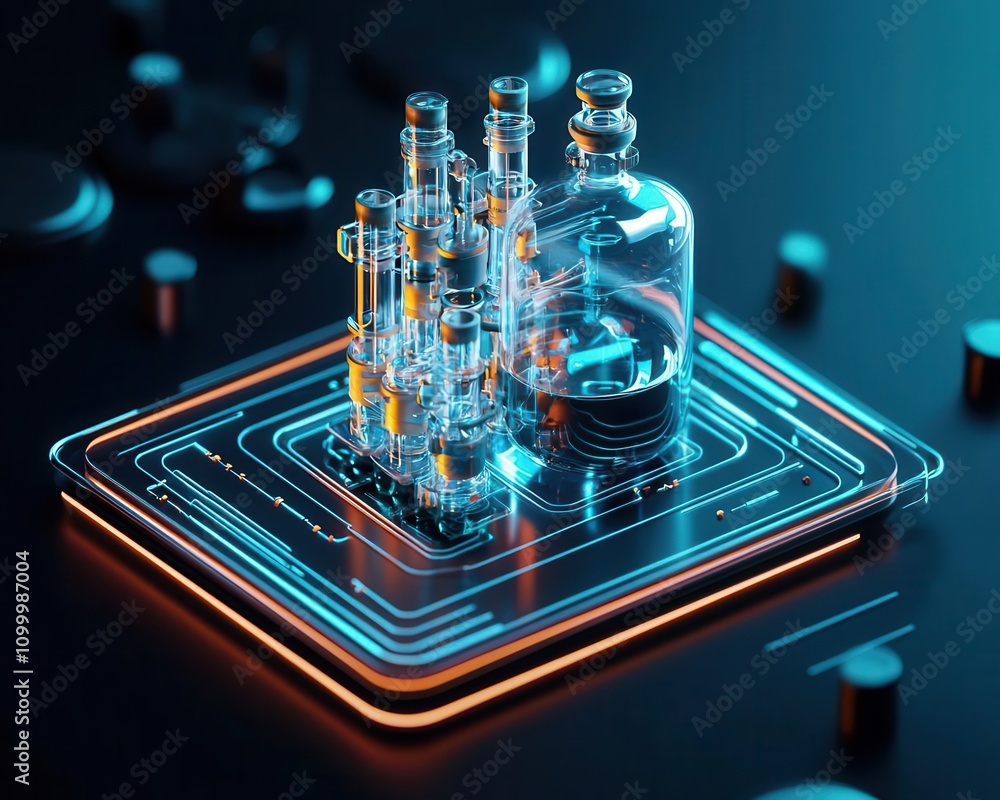 Highperformance fluidized bed reactor, futuristic blueprint layout, 3D ...