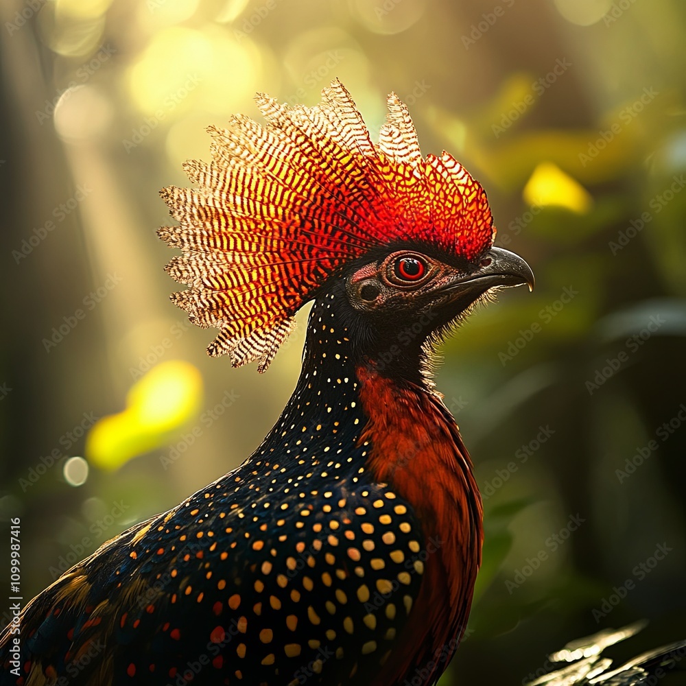 A magnificent Bornean Crested Fireback, scientifically known as Lophura ...