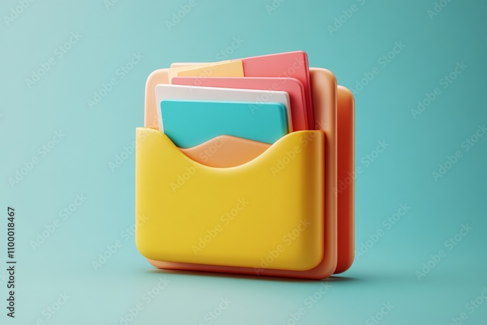 A 3D clay icon showing a folder with account-related documents ...