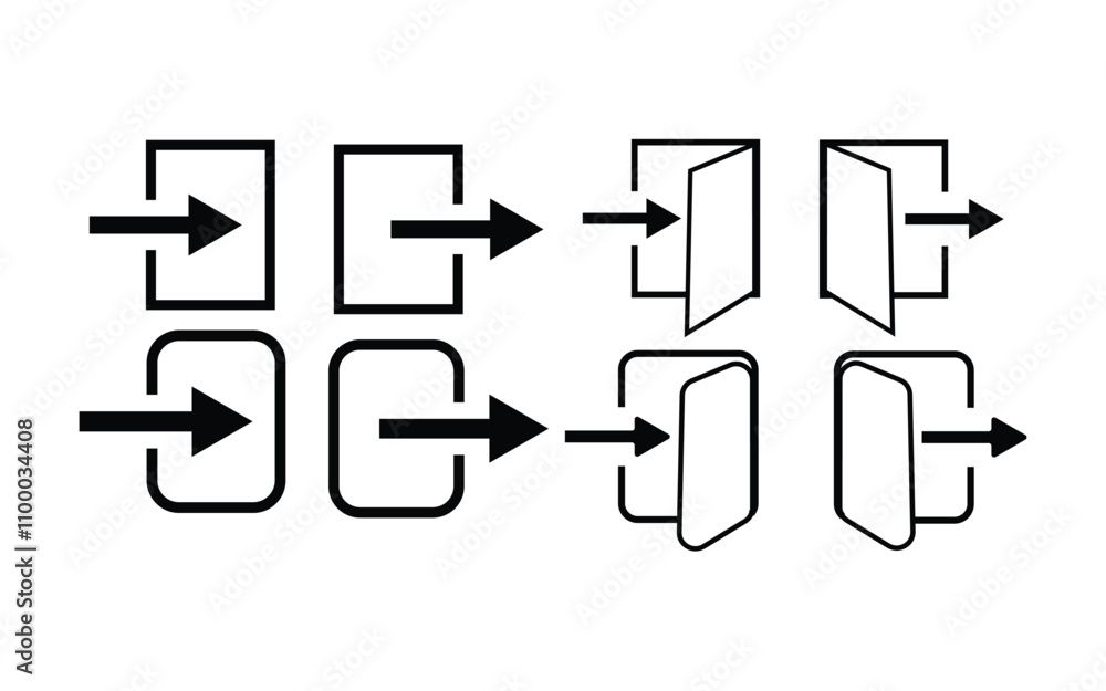 Login And Logout Icon Set Login And Logout Account Icons Exit And