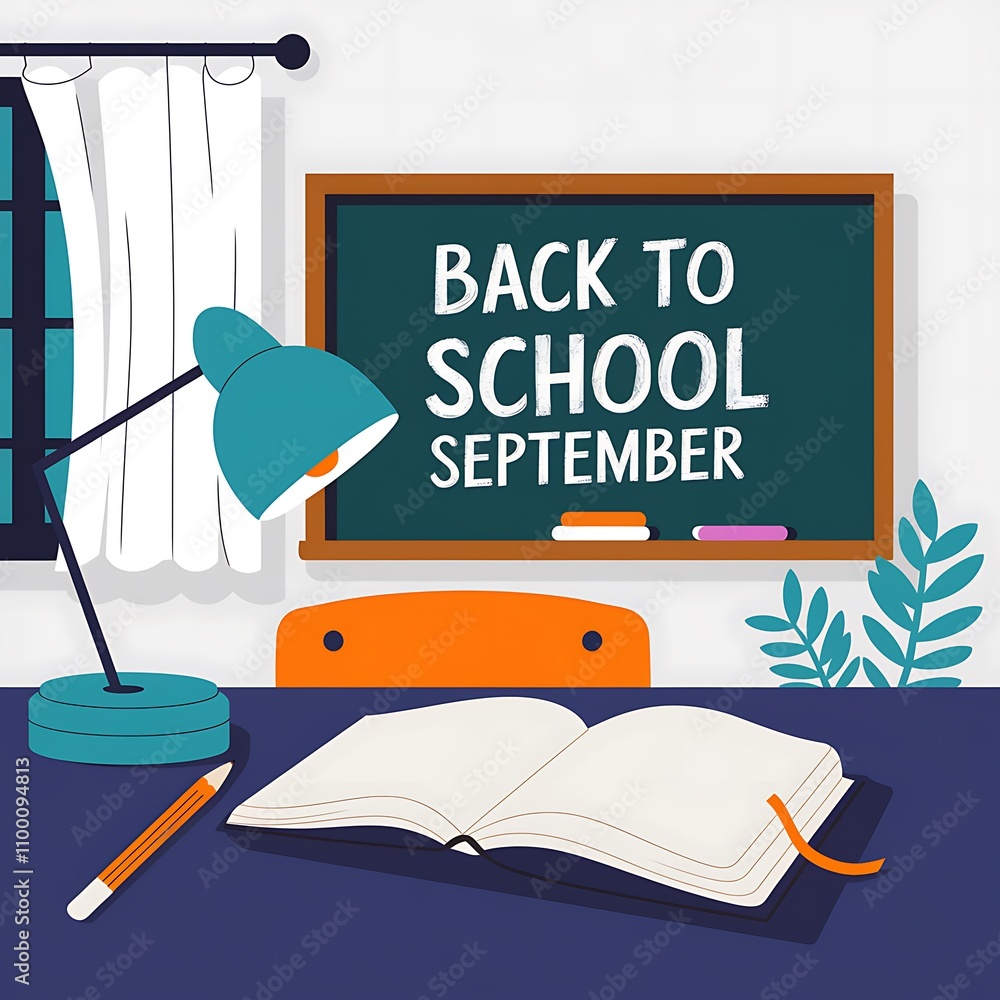 Back to School September Classroom Desk Setup Stock Illustration ...