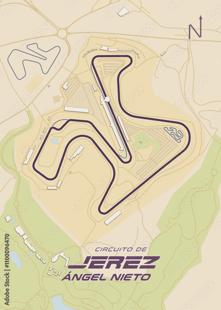 Image vectorielle Stock This is a detailed map of the Circuito de Jerez ...