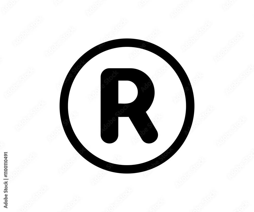 Registered icon. R register sign. copyright trademark registered R ...