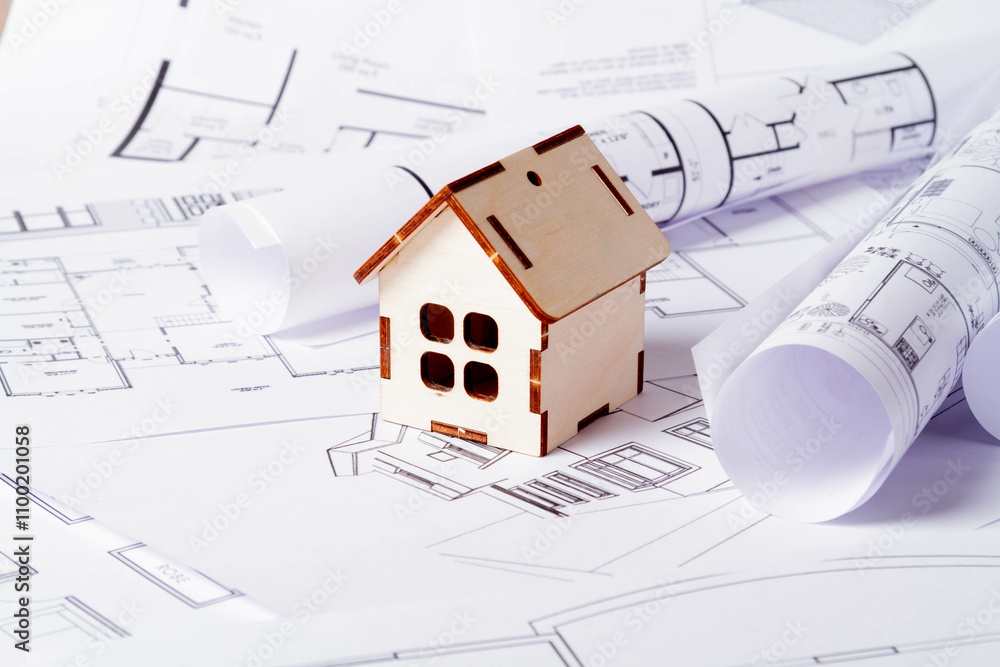 Home construction. Construction scheme. Work plan with dimensions and ...