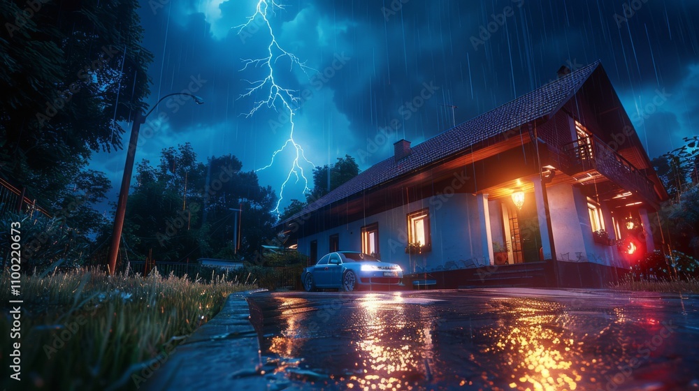 Heavy rain pours down as storms wreak havoc on exterior of the house ...