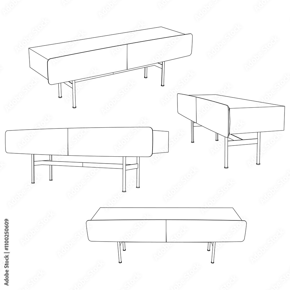 Buffet and Cabinet Outline Design for Home Decoration, Coloring Pages ...