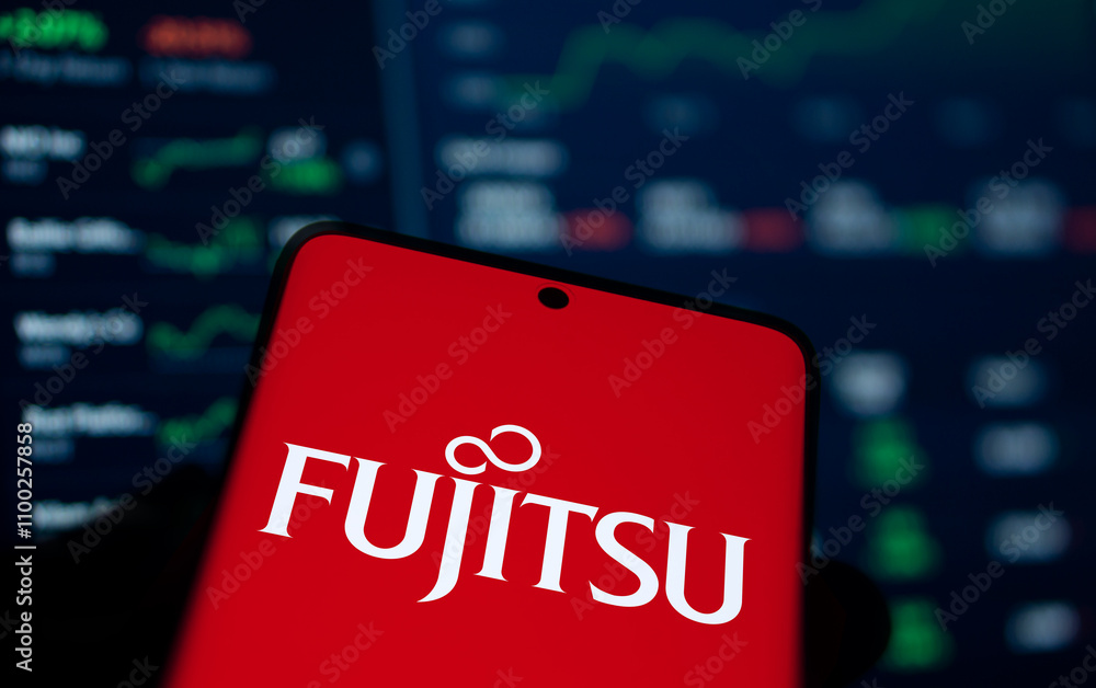 Dhaka, Bangladesh- 24 Nov 2024: Fujitsu logo is displayed on smartphone ...