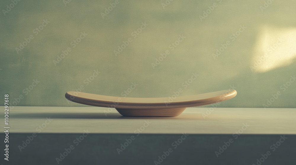 Minimalist rehabilitation balance board on a smooth surface, showcasing ...