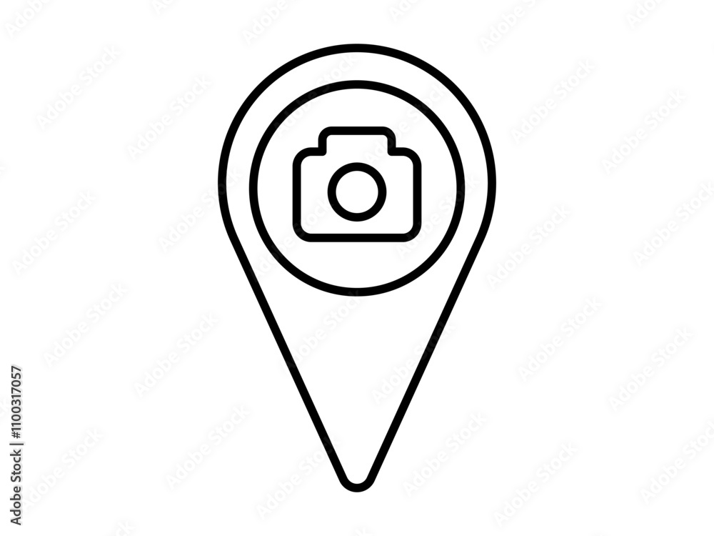 photo spot icon, map pin icon with camera simple flat style, pictogram ...