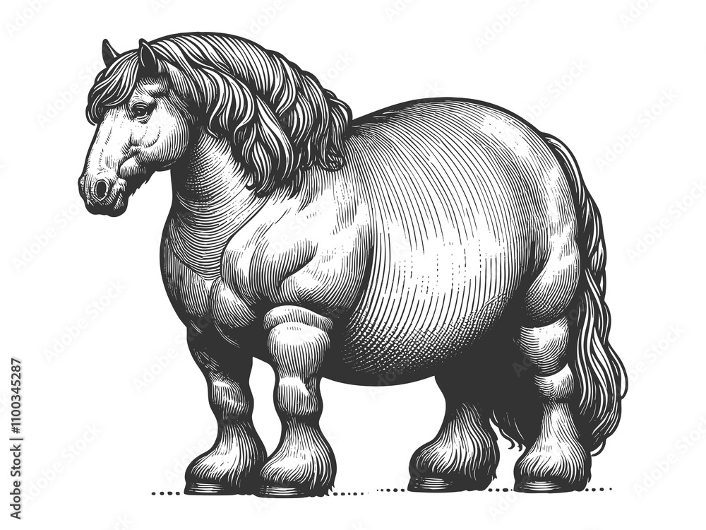 Fat chubby overweight body positive horse with a flowing mane ...