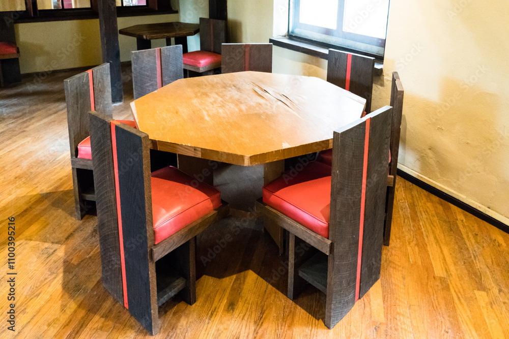 Taliesin, Spring Green, WI - USA: Original table and chairs designed by ...