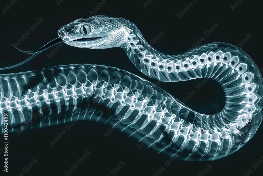 X-Ray of Snake Revealing Vertebral Column and Internal Organs for ...